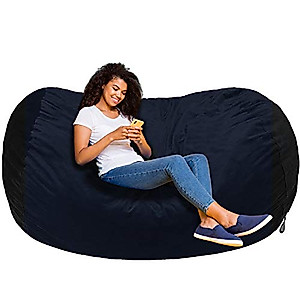 Amazon Basics Memory Foam Filled Bean Bag Lounger with Microfiber Cover, 6 ft, Blue, Solid