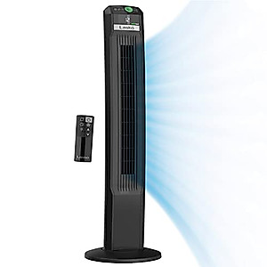 Lasko EcoQuiet Oscillating Tower Fan, Portable, Remote Control, Timer, 12 Quiet Speeds, for Living Room, Bedroom and Office, 42", Black, T42700, Large