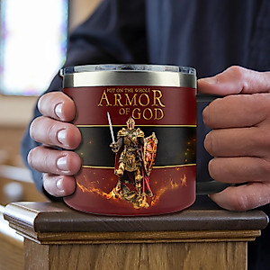 FROOBLEQUIRK The Armor of God Christian Tumbler for Men, 14Oz Religious Cup – Pastor Appreciation, Gospel of Peace Gift, Christmas & Birthday Gift for Men Women