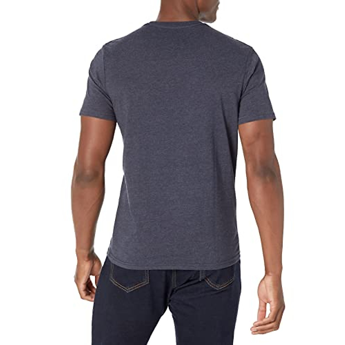 Amazon Essentials Men's Regular-Fit Short-Sleeve Crewneck T-Shirt, Pack of 2, Black/Navy Heather, Medium