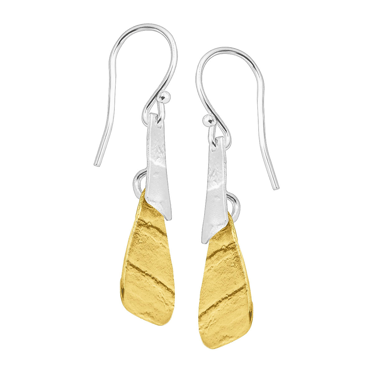 Silpada 'Combination' Drop Earrings in Textured Brass and Sterling Silver
