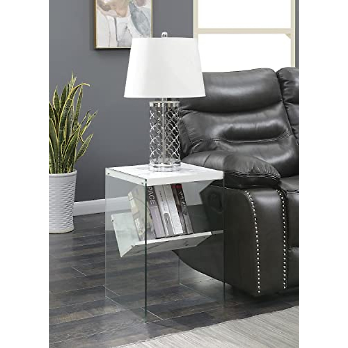Convenience Concepts SoHo End Table, Faux White Marble, 15.75 in x 16.5 in x 23.75 in