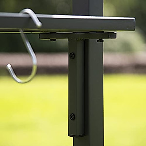 DHPM Iron Double Tiered Backyard Patio BBQ Grill Gazebo with Bar Counters&Extendable Shades for Your Yard, Patio, Garden, Outdoor or Party