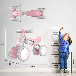 Baby Balance Bike Toys for 1 Year Old Girl Gifts, 10-36 Month Toddler Balance Bike, No Pedal 4 Silence Wheels & Soft Seat Pre-School First Riding Toys, 1st Birthday Gifts
