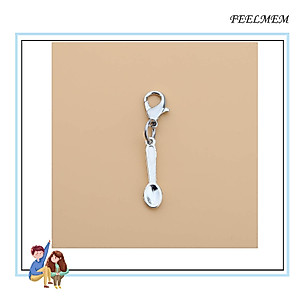 FEELMEM Spoon Charm Little Spoonnie Clip on Charm Zipper Pull Spoon Theory Jewelry Spoonnie Gift Tablespoon Spoon Pendant