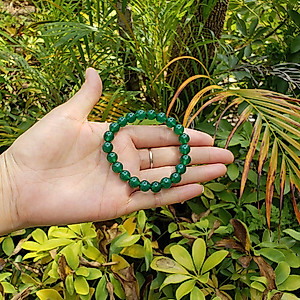chengmu 8mm Green Agate Stretch Bracelet for Women Natural Handmade Round Beads Semi Precious Gemstone for Crystal Elastic Beaded Bracelet 7.5"
