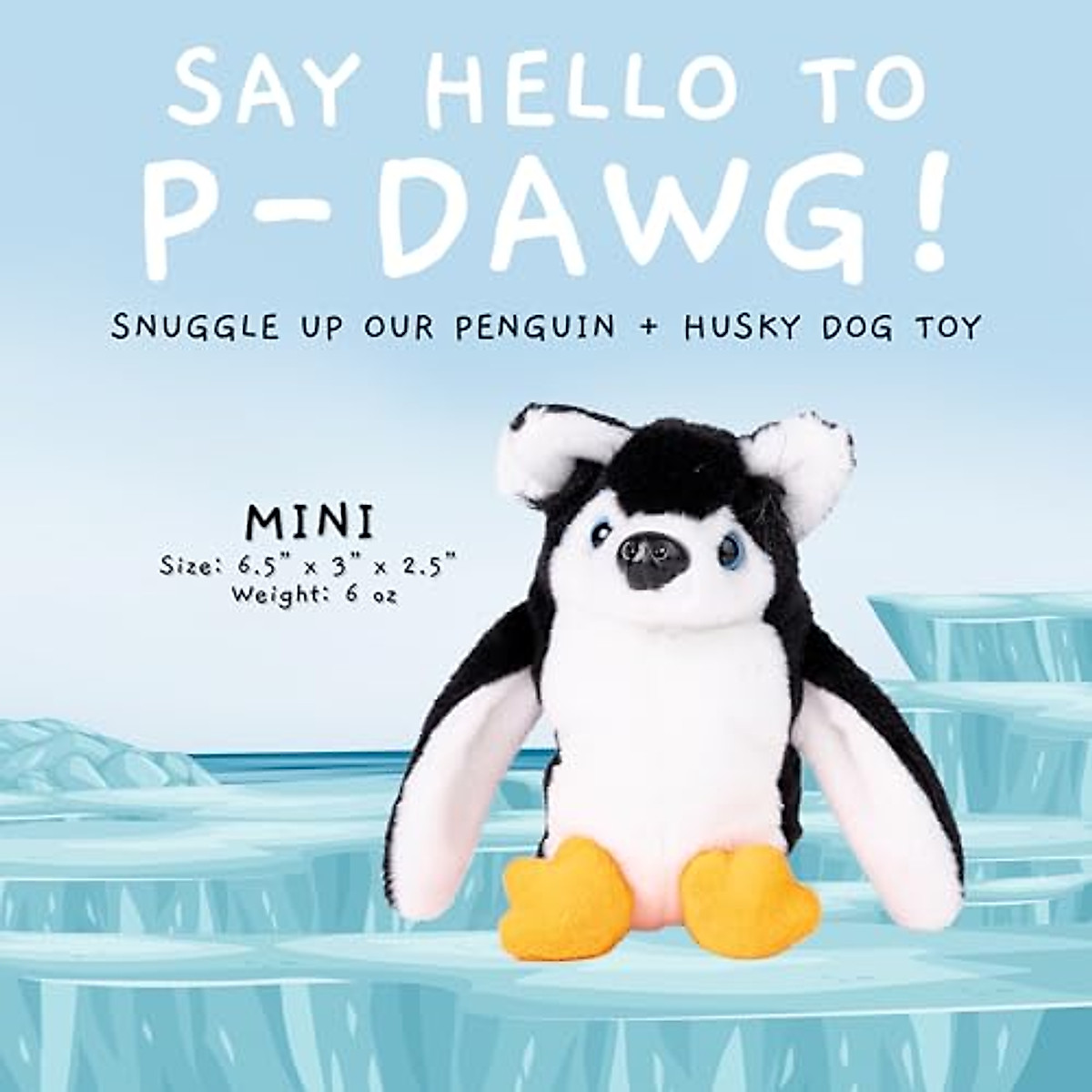 Randimals Mini Stuffed Animals - Penguin & Husky Dog Hybrid Mini Plushies - Cute Plushies for Girls & Cuddly Small Stuffed Animals for Boys - P-Dawg Little Plush Stuffed Animals for Kids & Kidults