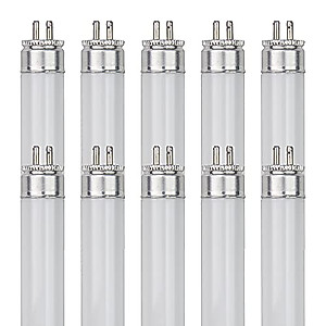 Sunlite 05040 F4T5/CW T5 Linear Fluorescent Lamp, 4 Watts, 135 Lumens, 4100K Cool White, Miniature G5 Bi-Pin Base, ROHS Compliant, High Performance Straight Tube, 10 Pack