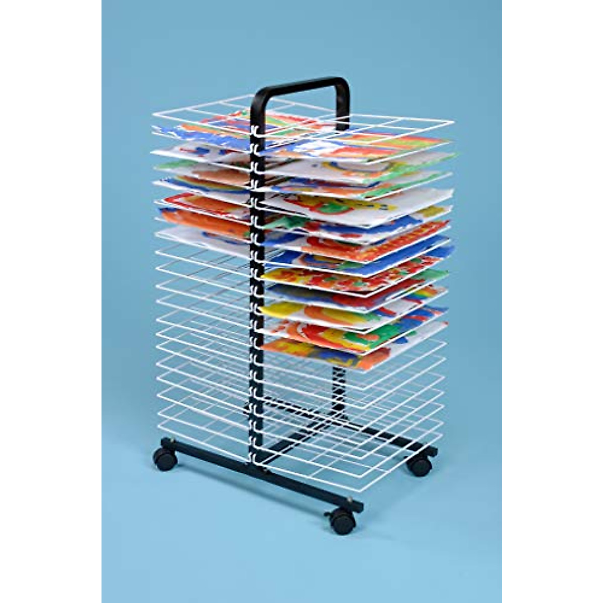 American Educational Products A-C1168 Drying Rack on Wheels, 40 Shelf, 7" Height, 18" Wide, 48" Length