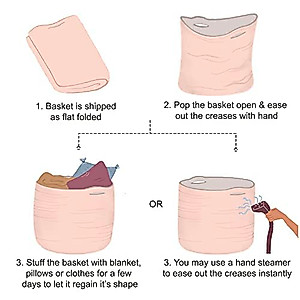 Eco Living Recycled Cotton Rope Storage Cube Basket, Plant Basket Multi-Purpose Woven Cube Organizer/Shelves, Closet Storage Bins, Nursery Kids Room Organizer 11 Inch Set of 3 - White & Pink