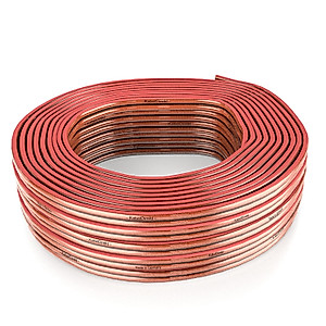 KabelDirekt – Pure Copper Stereo Audio Speaker Wire & Cable – Made in Germany – 14 AWG Gauge – 100 feet – (for HiFi Speakers and Surround Sound Systems, Pure Copper, with Polarity Markings)