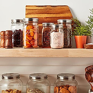 Ball Jar Stainless Steel One-Piece Mason Jar Lids, Wide Mouth, 6-Pack,Silver