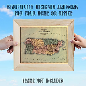 1886 Puerto Rico Map - 11x14 Unframed Art Print - Perfect Wall Decor in This Highly Detailed Restored Reproduction Under $15
