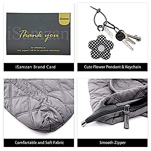 iSamzan Puffer Quilted Tote Bag for Women Puffy Padded Purse with Zipper Work School Nylon Soft Purse-Black