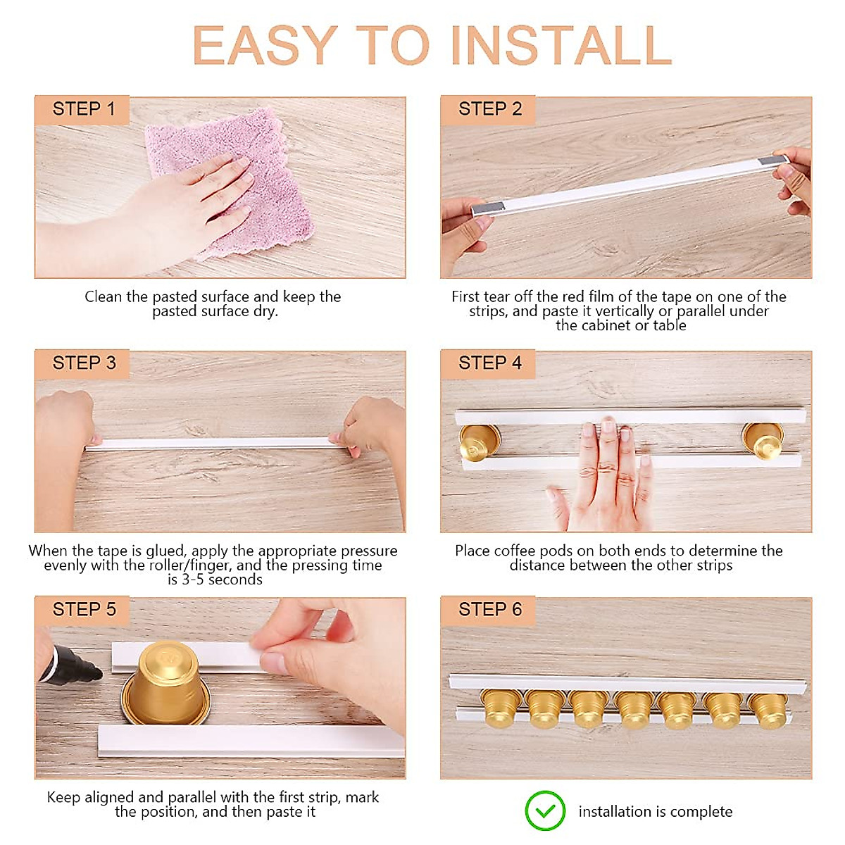 VOREN K Cup Holder| Adhesive Coffee Pod Holder Suitable to be Mounted Vertically or Horizontally on Walls or Under Cabinets | Coffee Pod Storage for Coffee Shop Desktop Office and Kitchen| White