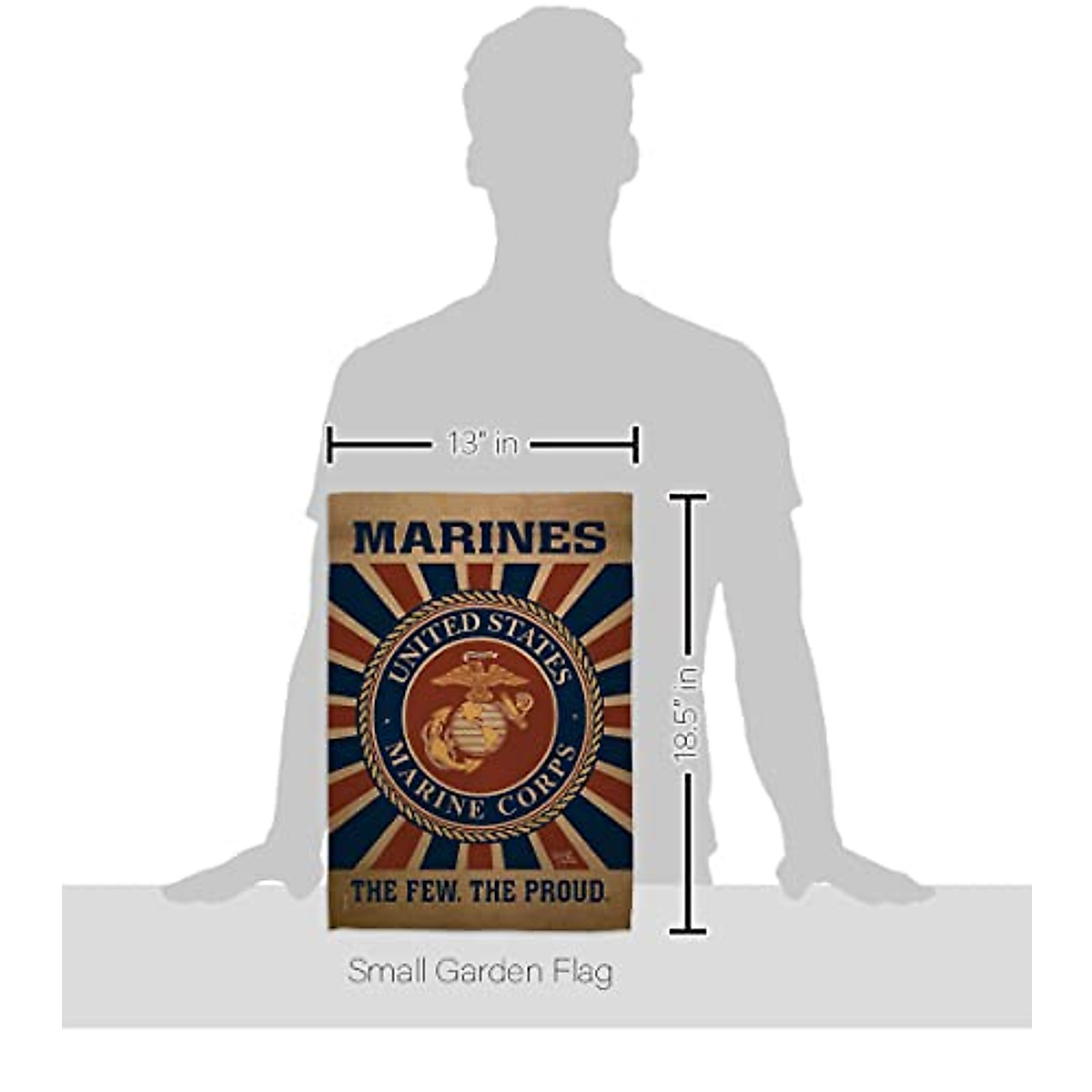 Marine Corps Garden Flag - Set Wall Holder Armed Forces USMC Semper Fi United State American Military Veteran Retire Official - House Banner Small Yard Gift Double-Sided Made In USA 13 X 18.5