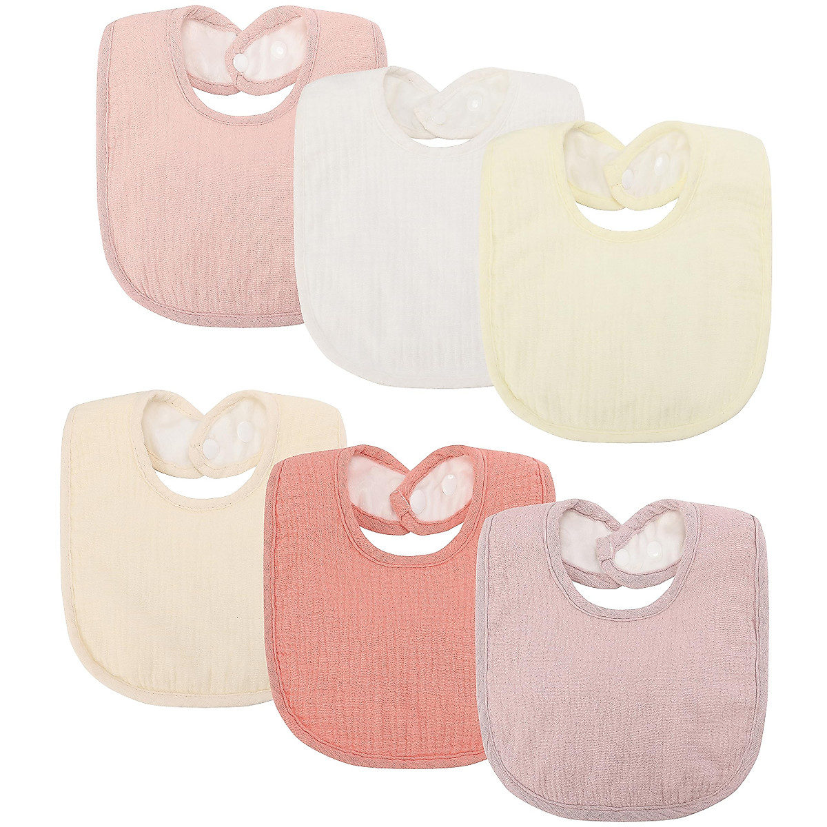 Sea Zaela Muslin Baby Bibs 6 Pack Baby Bandana Drool Bibs Cotton for Baby Boys Girls, 6 Colors Set for Teething and Drooling Pink
