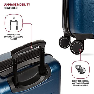 SwissGear 8020 Hardside Expandable Luggage with Spinner Wheels, Navy, Carry-On 18-Inch