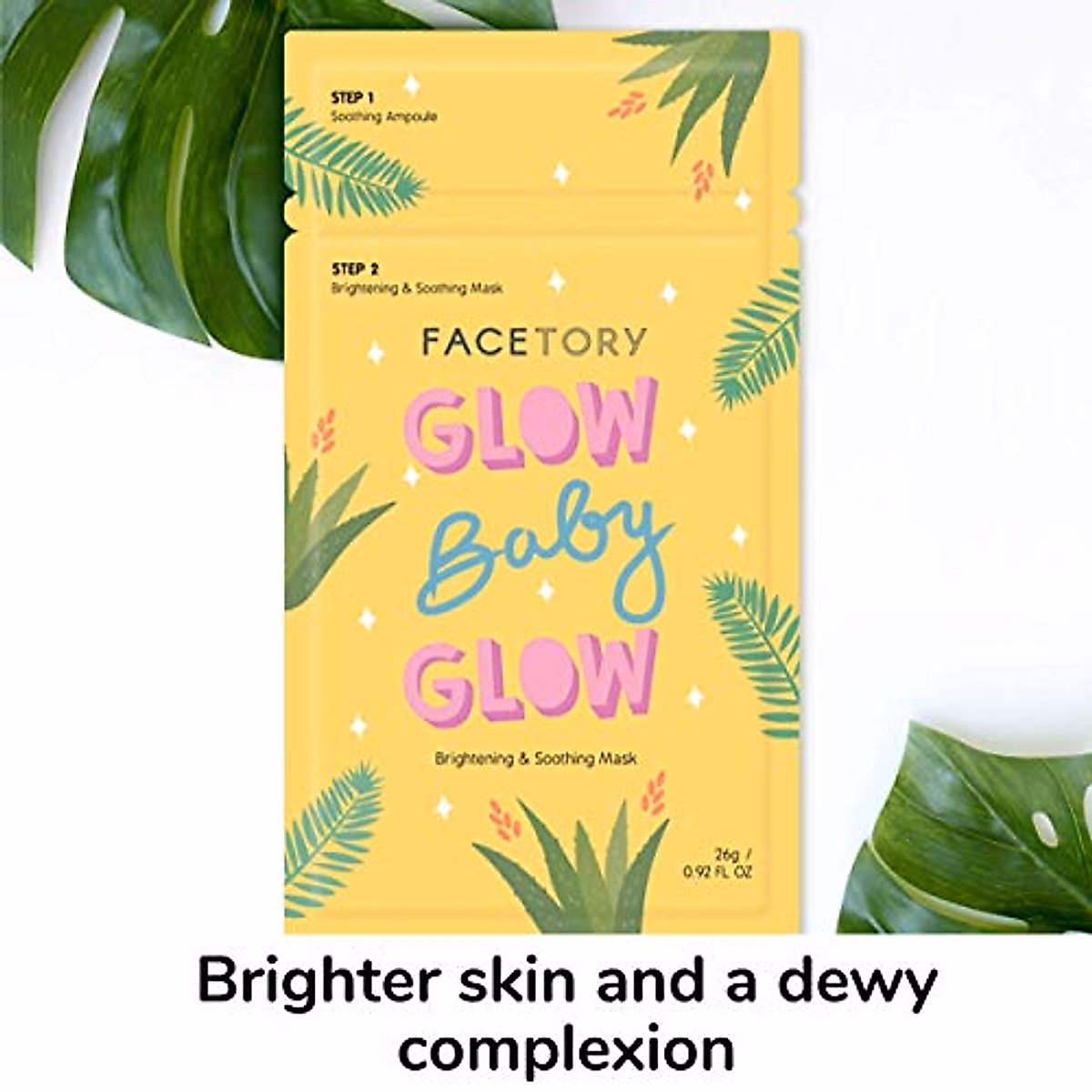 FACETORY Glow Baby Glow Niacinamide and Cica Brightening Sheet Mask - Brightening, Calming, and Moisturizing (Pack of 5)