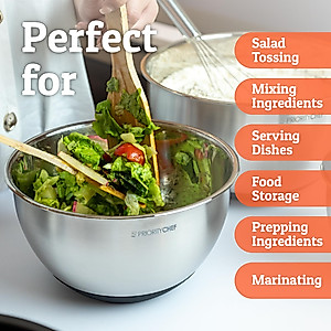 Priority Chef Premium Stainless Steel Mixing Bowls With Airtight Lids - Thick Metal Nesting Bowls for Kitchen, 1.5/2/3/4/5 Quart, Black