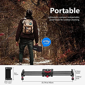 NEEWER 16"/40cm Carbon Fiber Camera Slider, Lightweight Rail Dolly Track Slider with 4 Bearings, Phone Clip, Compatible with Mirrorless Camera iPhone 13 13 Pro 13 Pro Max, Max Load 2.2lb/1kg, VS-CF50
