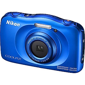 Nikon COOLPIX W100 13.2MP Waterproof Digital Camera 3X Zoom, WiFi (Blue) 26516B - (Renewed)