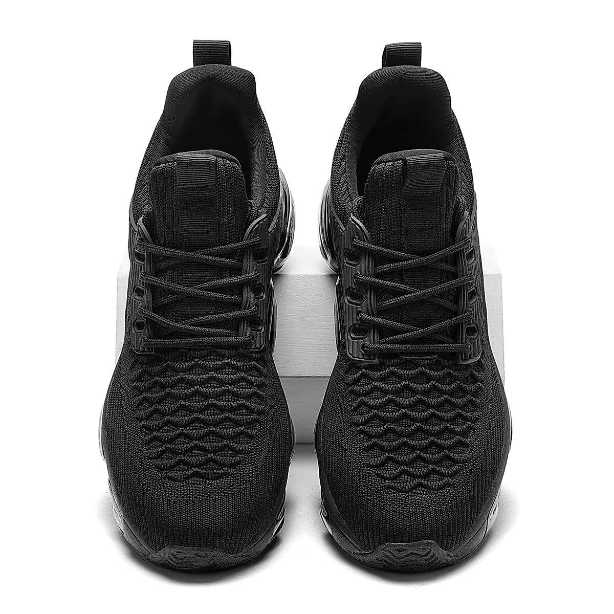 Socviis Mens Slip on Trail Runners Air Cushion Fashion Shoes Casual Tennis Walking Athletic Sneakers Basketball Trainers Zapatillas Black