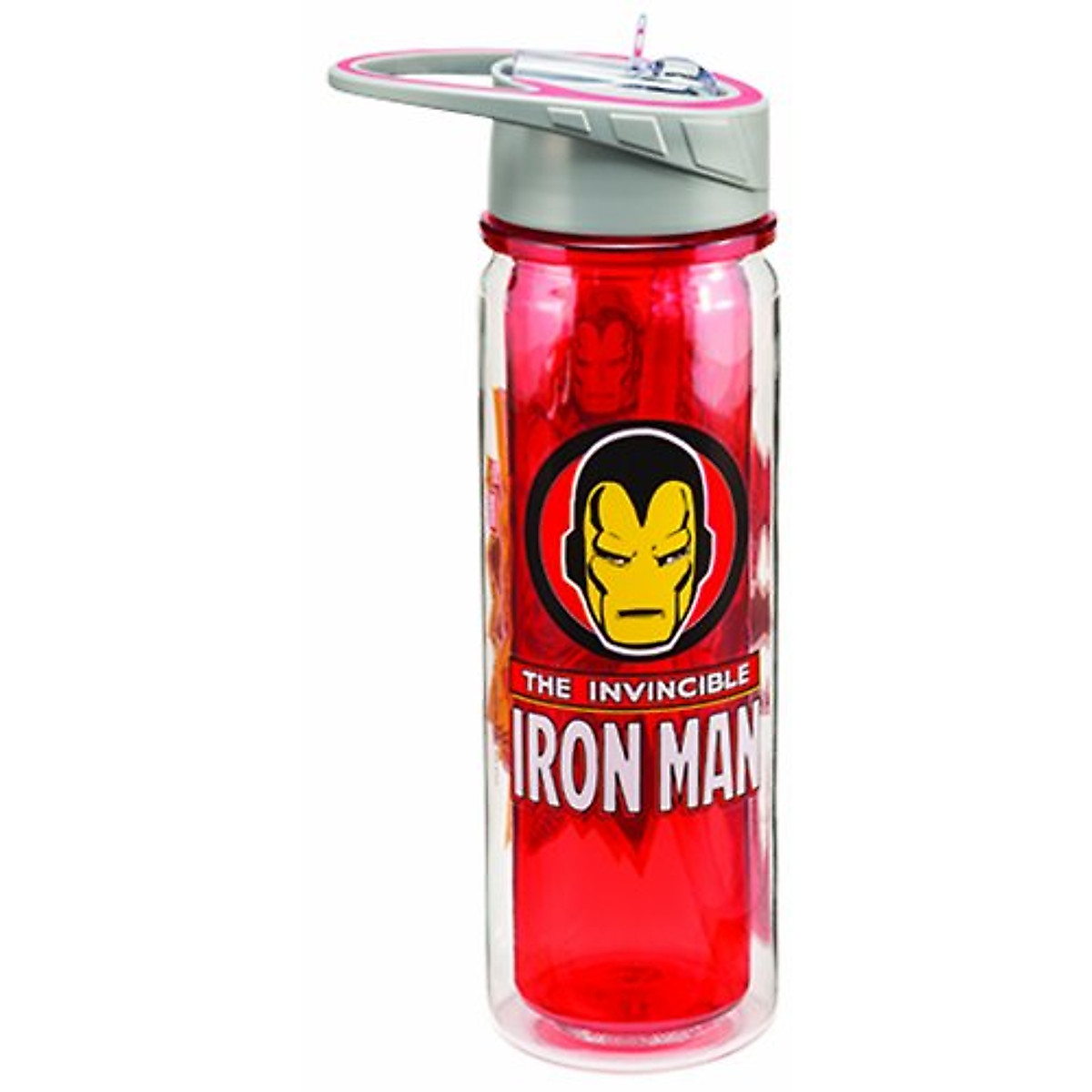 Vandor 26610 Marvel The Invincible Iron Man 18 oz Tritan Water Bottle, Red, Black, and Yellow