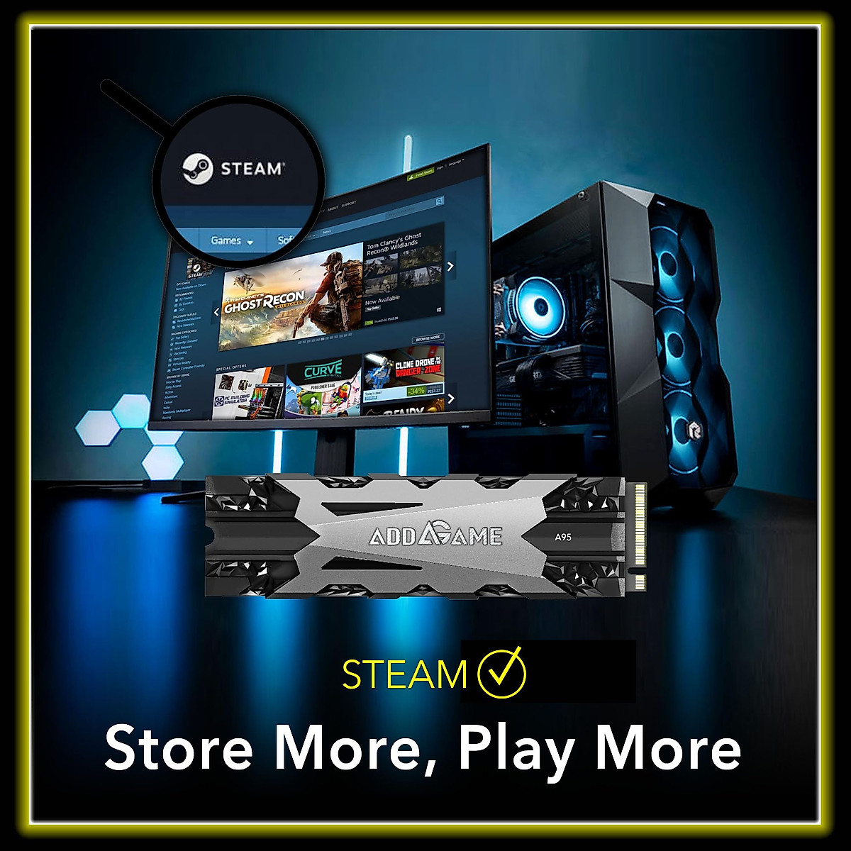 Addlink A95 8TB M.2 SSD Storage Expansion for PS5 Consoles with Heatsink, up to 7000 MB/s, Internal Gaming SSD -2280 PCIe NVMe Gen4X4 3D TLC with Dram NAND SSD (ad8TBA95M2P) Made in Taiwan