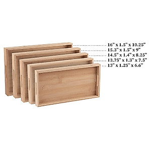 Bamboo Serving Tray Bamboo Decor - Five Piece Nested Breakfast Bamboo Tray - Wood Crafts Trays for Organizing | Bathroom Tray - Food Trays for Party Buffet Montessori Wooden Trays for Serving