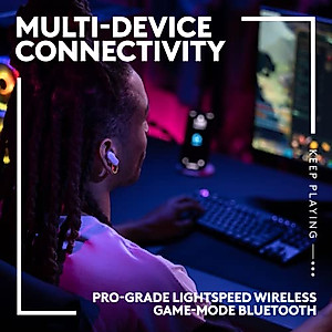 Logitech G FITS True Wireless Gaming Earbuds, Custom Molded Fit, Lightspeed + Bluetooth, Four Beamforming Microphones, PC, Mac, PS5, PS4, Mobile, Nintendo Switch - Black