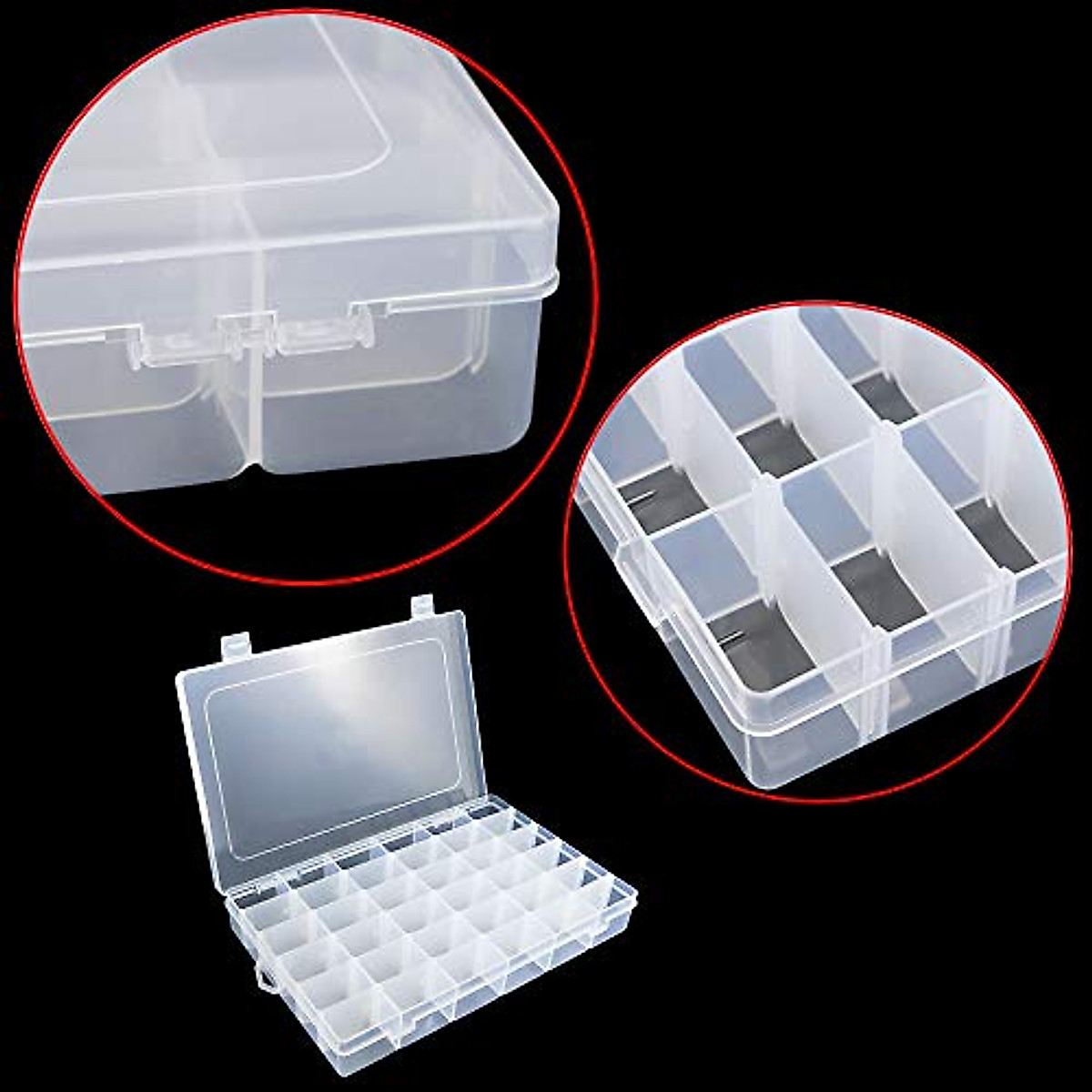 Neworkg 2 Pack Plastic Organizer Container Box with Dividers - 36 Compartment Organizer, Perfect for Fishing Tackle, Jewelry & Screws