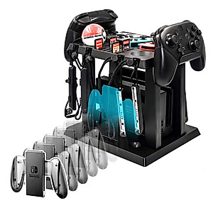 Iplay Storage Rack for Nintendo Switch Console Bundle, Storage Station Holder for Nintendo Switch Accessories - Game Cards, Joy Cons, Pro Controllers, Grip, Console
