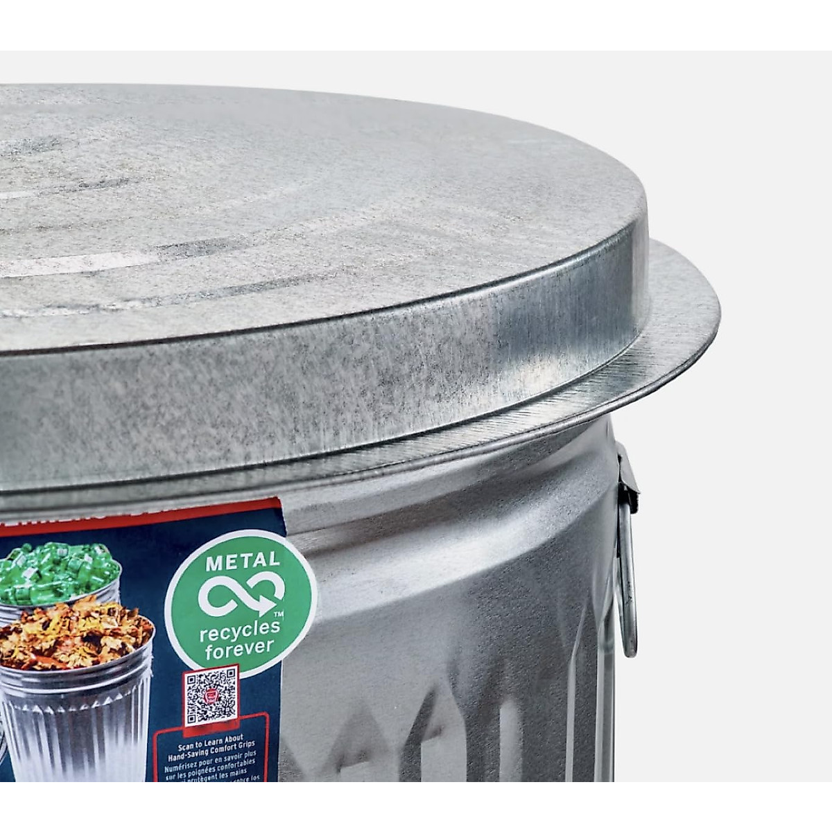 Generic 31 Gallon Galvanized Steel Round Metal Household Trash Can with Lid, Grey