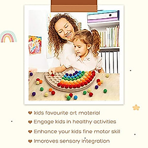 bopoobo Wooden Peg Board Beads Game Rainbow Clip Bead Puzzle Montessori Sorting Toys Counting Matching Game Beads Early Education Board Game Fine Motor Skill Montessori Toys for Toddlers