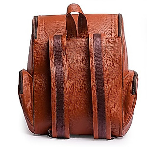 Hammi Leather Backpack - Genuine Milt Leather Backpack for Women & Men - Leather Backpack for School - Travel Bag - Laptop Bag (Tan)