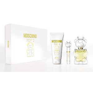 MOSCHINO Toy 2 For Women 3 Piece Set (3.4 Ounce Eau De Parfume Spray + 5.0 Perfumed Body Lotion + 0.33 Ounce Travel Spray), Multicolor(Pack of 3)