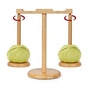 Frjjthchy Yarn Holder for Crocheting Yarn Ball Holder Wooden Yarn Spinner with Double Yarn Spool, Easy to Install, Smooth Rotation