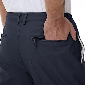 CRYSULLY Mens Military Tactical Pants Multi Pockets Cotton Combat Work Safari Ripstop Pant with Zipper Navy Blue 32