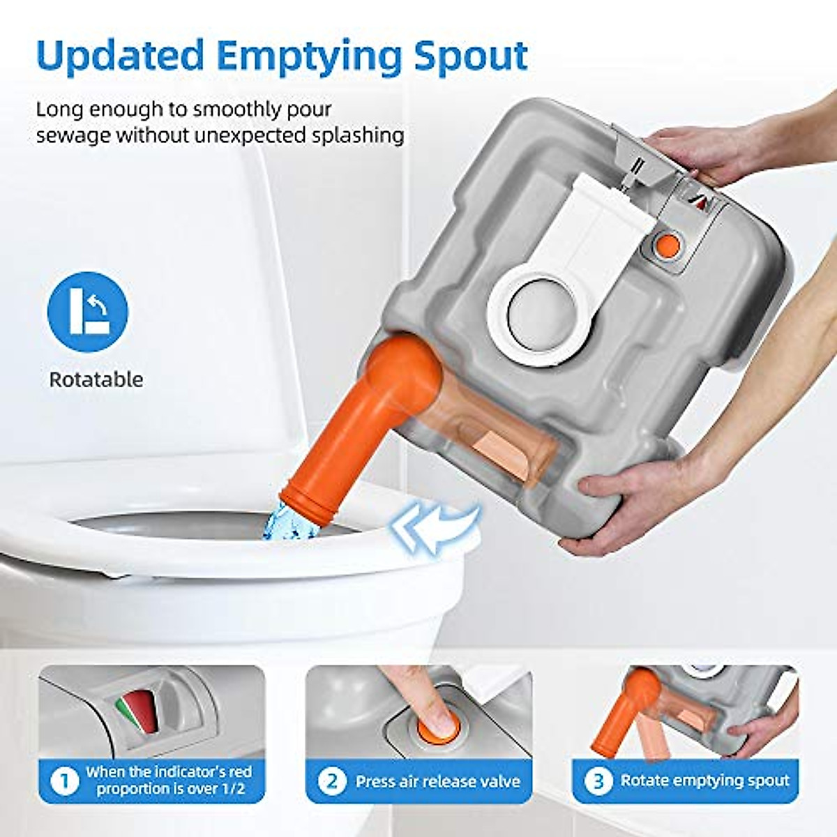 YITAHOME Portable Sink and Toilet, 17 L Hand Washing Station & 5.3 Gallon Flush Potty,for Outdoor,Camping, RV, Boat, Camper, Travel,Grey white