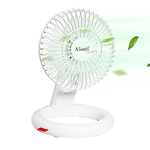 Alioth Mini Oscillating Desk Fan, 4 Speeds USB Powered and Portable Battery Operated Rechargeable Fans, Small Personal Handheld Camping Fan, for Home, Office & Outdoor (White)