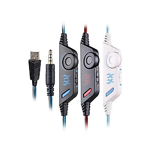 REDFIRE Stereo Gaming Headset for PS4, PC, Xbox One Controller, Noise Cancelling Over Ear Headphones Mic, LED Light, Bass Surround, Soft Memory Earmuffs for Laptop Mac Nintendo Switch Games -Red