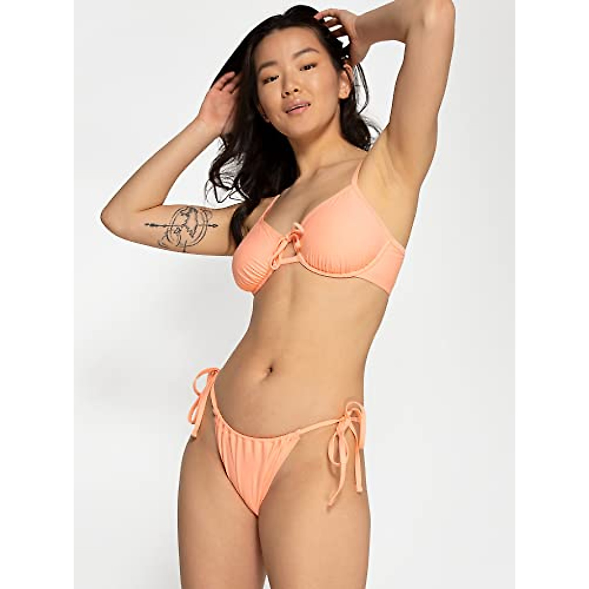 Smart & Sexy Women's Standard Swim Underwire Top String Bikini Set, Peach Gelato