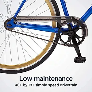 Schwinn Kedzie Single-Speed Fixie Road Bike, Lightweight Frame for City Riding,28 inches, Blue