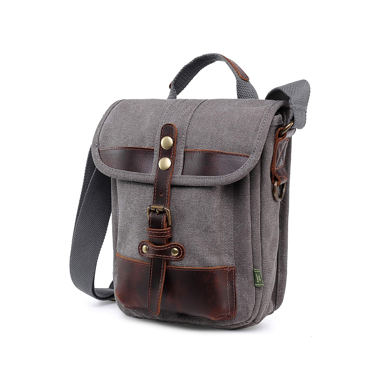 TSD Brand Valley Trail Canvas Crossbody Bag (Grey)