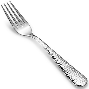 KEAWELL Premium 4-Piece/8-Piece Louise Hammered Fork Set, 18/10 Stainless Steel, Fine Fork Set with Round Edge, Brightly-Mirror polished, Dishwasher Safe. (4, 8" Dinner Forks)