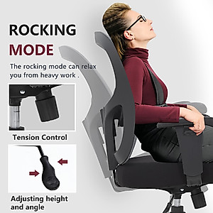 Big and Tall Office Chair 400lbs Desk Chair Mesh Computer Chair with Lumbar Support Wide Seat Adjust Arms Rolling Swivel High Back Task Executive Ergonomic Chair for Home Office (Grey)