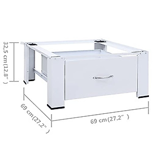 SKM Washing Machine Pedestal with Drawer Pedestals for All Standard Washing and Drying Machines White 27.2" x 27.2" x 12.8" (W x D x H)