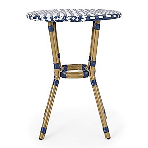Christopher Knight Home Picardy Bistro Set, Navy Blue + White + Bamboo