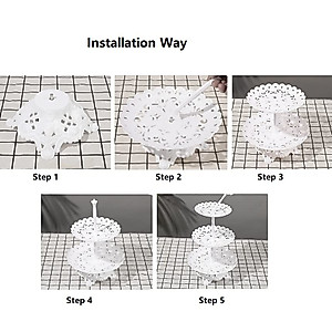 Set of 7 Pieces Cupcake Stands Plastic Dessert Stand Cupcake Holder Plate Serving Tray Fruit Plate for Wedding Birthday Party Fruits Desserts Candy Bar Display White